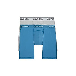 Calvin Klein Men's Active 2-Pack Boxer Brief-Amazon Exclusive, Midnight, Athletic Grey Heather, Large
