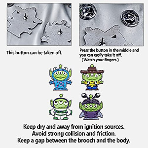Toy Story Brooch Buzz Lightyear Woody Enamel Lapel Pin Alien Themed Brooch for Children Women Clothing Backpack Hats Bags(alien)