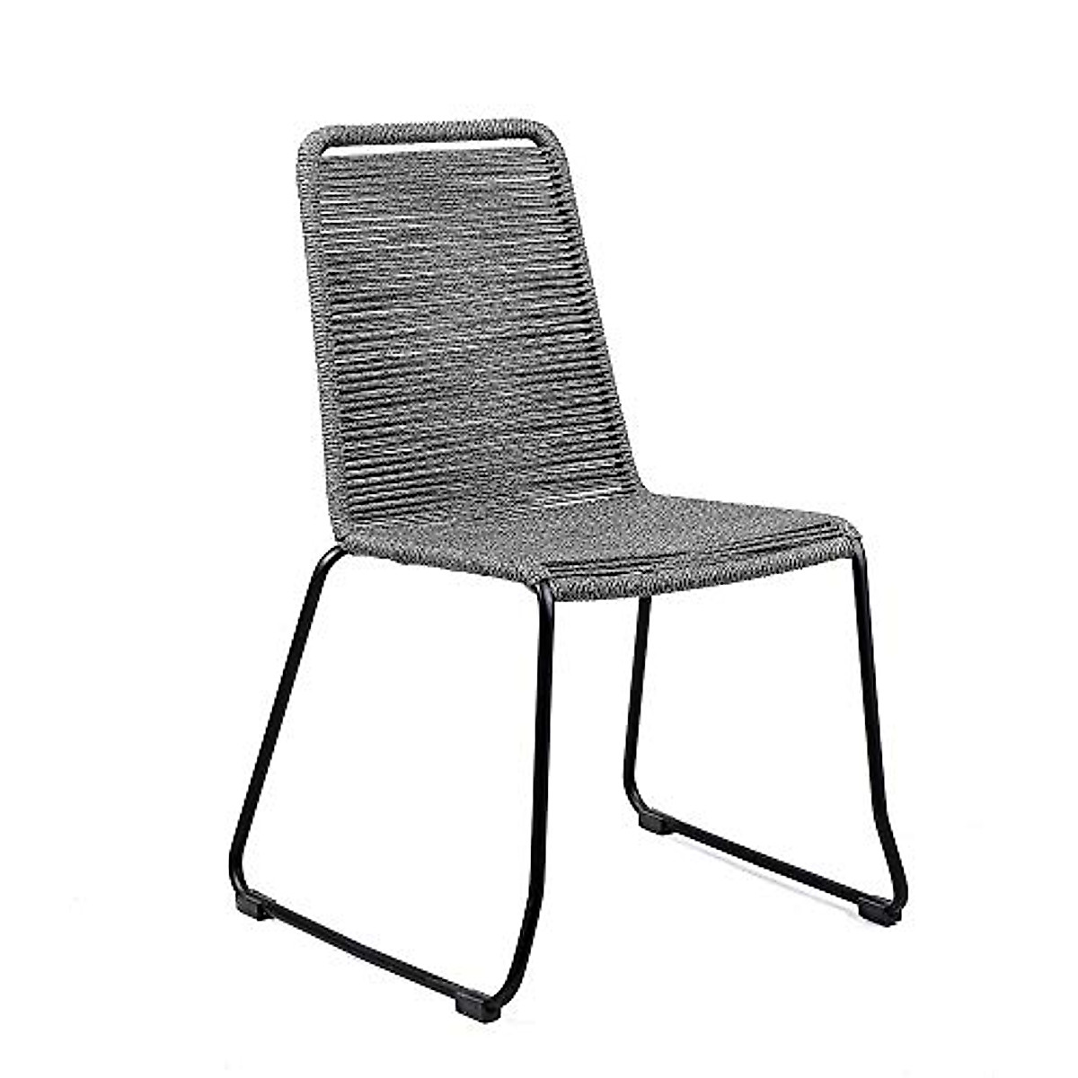 ARMEN LIVING LCSHSICH Shasta Outdoor Metal and Rope Stackable Dining Chair-Set of 2, Gray