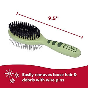 Coastal Pet Safari Pin and Bristle Combo Dog Brush with Plastic Handle - 2-in-1 Wire Pin Brush and Dog Bristle Brush - Ideal for Multi-Dog Household - For Dogs with Short and Long Hair - Large