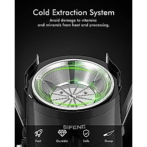 Juicer Machines, SiFENE Compact Centrifugal Juicer Extractor, Juice Maker for Vegetable and Fruit with 3-Speed Setting, BPA Free, Easy to Clean, Black