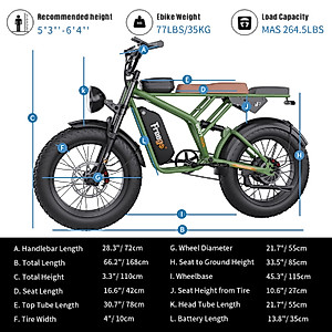Freego Electric Motorcycle Dirt Bike for Adults, 1400W(Peak)/48V/22.5Ah, F2 Pro 20" x 4.0" Fat Tires Electric Bicycle, Top Speed 34MPH & 50Miles Ebike 7 Speed Dual Hydraulic Brake/Suspension