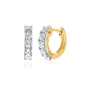 Lab Grown Diamond Huggie Hoop Earrings for Women | 1/2-1 CT TW Real 14K Gold Huggie Earrings | Certified GH VS SI Diamonds | Stunning Diamond Jewelry for Women (0.5 Carat, Yellow Gold)