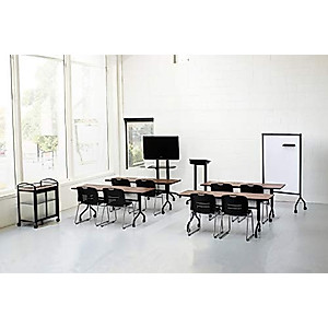 Safco Products Impromptu Full Whiteboard Screen 8511BL, Black, 42"W x 72"H, Double-sided Magnetic Dry Erase Board, Commercial-Grade Steel Frame, Swivel Wheels, Accessory Shelf