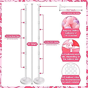 HeyMate Balloon Column Stand Set of 2-65 inch Balloon Stand for Baby Shower, Birthday Party, Wedding, Graduation, Christmas Decorations