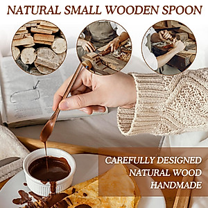 6 Pcs Small Wooden Coffee Spoons Long Handle Wooden Mixing Spoon, Mini Stirring Spoon Honey Spoons Tiny Mixing Spoon Wood Iced Tea Spoons Spoon for Mixing Coffee Tea Beverage(Shape A)