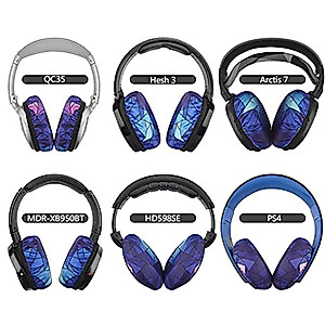 Geekria 2 Pairs Flex Fabric Headphones Ear Covers, Washable & Stretchable Sanitary Earcup Protectors for Over-Ear Headset Ear Pads, Sweat Cover for Gym, Gaming (M/Diamond)