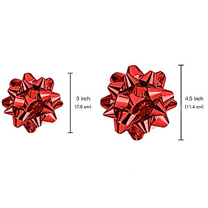 WRAPAHOLIC Metallic Christmas Red Gift Bow Assortment (12 Bows) for Birthday, Wedding, Christmas, Baby Shower, Bridal Showers