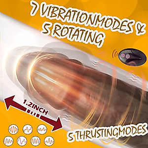 Thrusting Dildo Vibrator, with 5 Rotation 7 Vibrations Vibrating and Heating Sex Toy, Realistic Telescopic Penis with Remote Control for Anal G-spot Stimulation