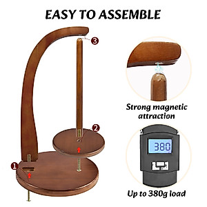 Yarn Holder for Crocheting, Wooden Yarn Ball Holder, Yarn Spinner with Magnetic, Pendulum Yarn Dispenser, Crochet Gift for Knitting Lovers (Brown)