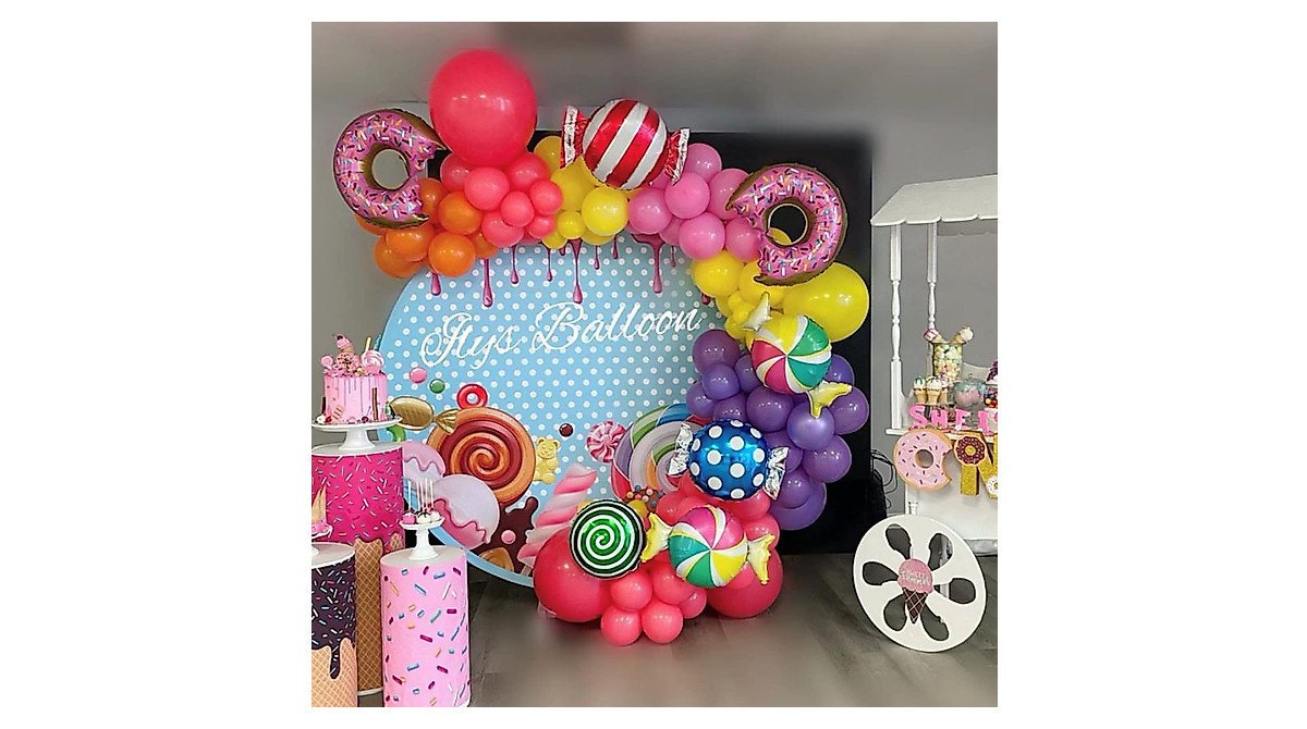 87 Pcs Candy Balloon Garland Arch Kit- Lollipop Mylar Foil Balloon Pink ...