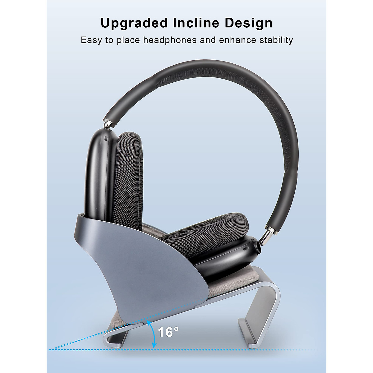 SUPERONE Headphone Stand Designed for AirPods Max, Headset Holder with Hibernating Base [Auto-Sleep Mode] AirPods Max Stand Aluminum Alloy, Grey