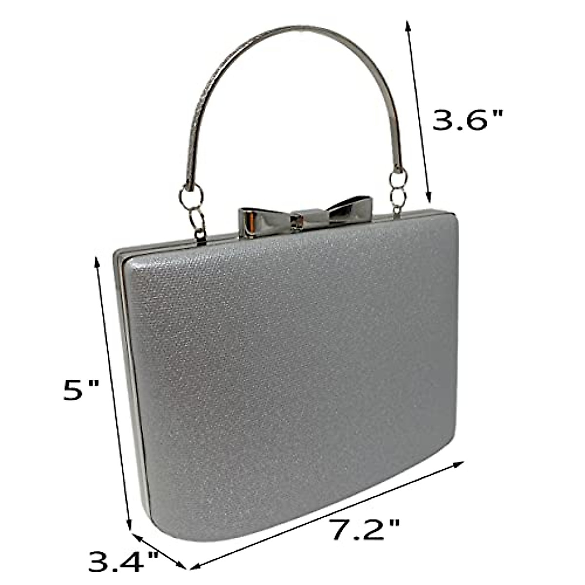 Cirilla Women PU Evening Bag Clutch Purse Crossbody Bag with Bow-style lock for Wedding Cocktail Party Banquet (SILVER)