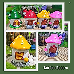 Happyyami 4 Pcs Micro Landscape Mushroom House Outdoor Garden Statues Accessories Tabletop Ornament Mini Mushroom House Mushroom Garden Statue Small Terrarium Figurine Fairy Resin Supplies