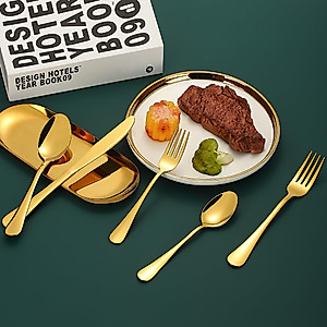 60 Pieces Black Silverware Set for 12, Compralo Stainless Steel Shiny Black Flatware Set, Cutlery Utensil Sets Include Knife Fork Spoon Set for Home Restaurant, Mirror Finish, Dishwasher Safe