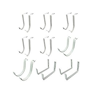 SafeRacks Deluxe Accessory Hook Package for Garage Storage - Heavy Duty Steel Utility Hangers for Wall Mount - Organize Tools, Ladders, Bikes - Hook Accessory for Ceiling and Wall Shelving - White