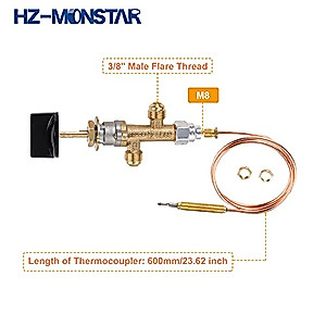 HZ-MONSTAR Low Pressure LPG Propane Gas Fireplace Fire Pit Flame Failure Safety Control Valve Kit with Igniter Assembly Fire Pit Igniter, Push Button Ignition Kit for Gas Grill, Heater, Fire Pit