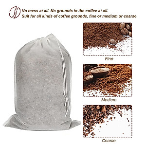 50pcs No Mess Large Cold Brew Bags, 8x12 inch Disposable Coffee Filter Bag Fine Mesh Hops Brewing Drawstring Pouches for Iced Coffee