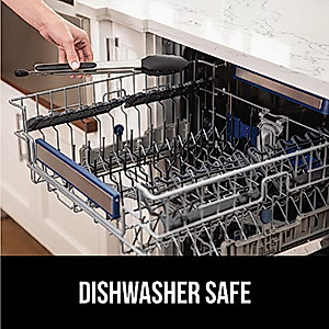 Gorilla Grip Stainless Steel Silicone Tongs for Cooking, Set of 2, Includes 9 and 12 Inch Locking Kitchen Tong, Heat Resistant Tip, Strong Grip for Meat, Perfect for Nonstick Pans, BBQ, Black