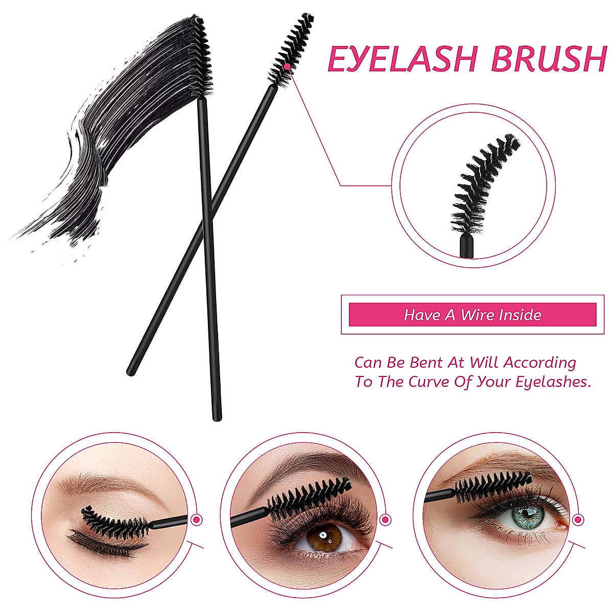 263 Pieces Disposable Makeup Applicators Kit, Includes 50 Disposable Eyeliner Brushes 100 Lipstick Applicators Lip Wands 112 Mascara Wands Eyelash Brush with Plastic Organizer Box