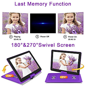 𝗝𝗘𝗞𝗘𝗥𝗢 17.9" Portable DVD Player with 15.6" Large Screen, 6 Hours 5000mAh Rechargeable Battery, Region Free, DVD Player Portable for Kids, Sync TV and Support CD/DVD/SD Card/USB, Car Charger
