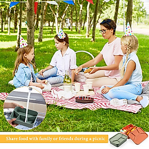 Baderke 2 Pcs Leak Proof Silicone Bento Box Lunchbox with 4 Compartments Reusable Lunch Containers Bento Box for Kids Adults Microwave Dishwasher Freezer Christmas Gift