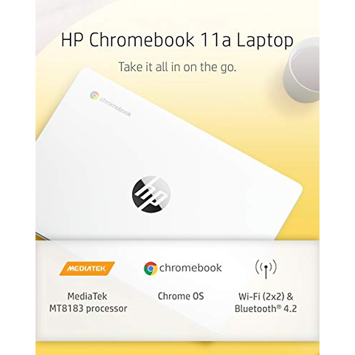 HP Chromebook 11-inch Laptop - MediaTek - MT8183 - 4 GB RAM - 32 GB eMMC Storage - 11.6-inch HD IPS Touchscreen - with Chrome OS™ - (11a-na0050nr, 2020 model, Snow White)