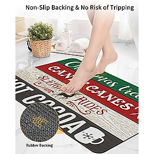 Diatomaceous Bath Door mats,Christmas Trees Candy Canes Sleigh Rides Hot Cocoa Wooden Red Green Gray Absorbent and Quick Drying Non Slip Bathroom Rug,Suitable for Bathroom Tub Shower Sink,24"x36"