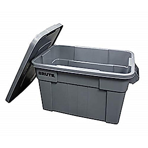 Rubbermaid Commercial Products Brute Tote Storage Container With Lid, 20- Gallon, Gray (FG9S3100GRAY)