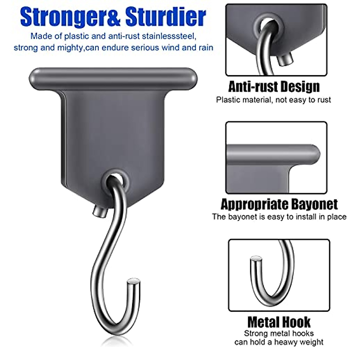 Rv Awning Hooks for Lights Camping Awning Accessory Hangers S Shaped Hooks Set Rv Party Light Hangers for Christmas Party Camping Tent Indoor and Outdoor Supplies (Grey and Silver,24 Pairs)
