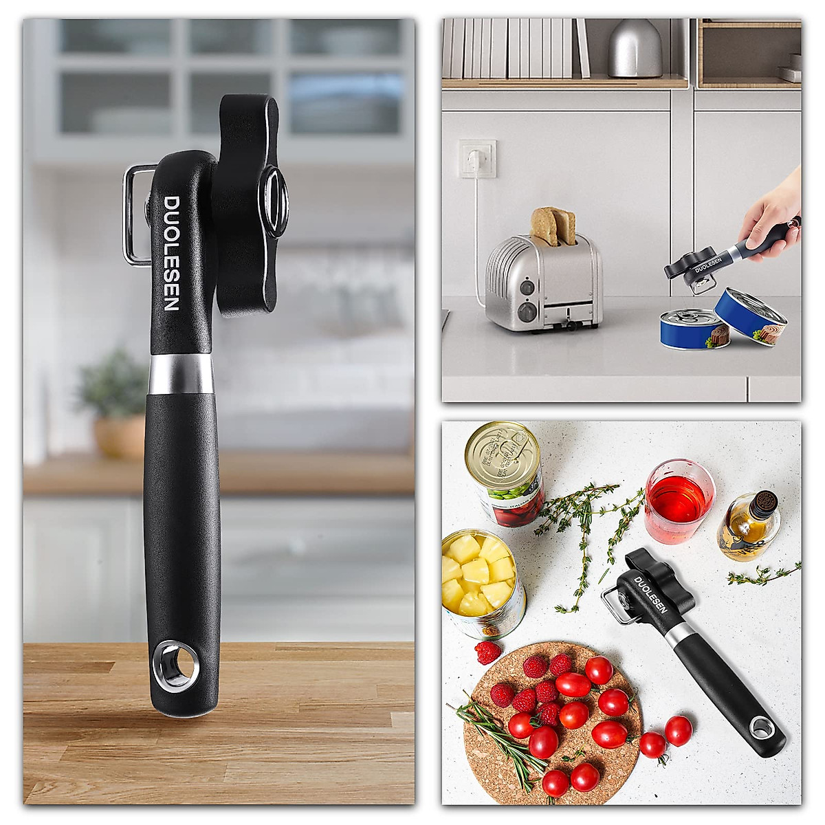DUOLESEN Can Opener, Manual Can Opener, Can Opener Smooth Edge, Can Opener Manual Safety, Hand Held Can Openers, Commercial Can Opener, Heavy Duty Can Opener, Can Openers for Kitchen