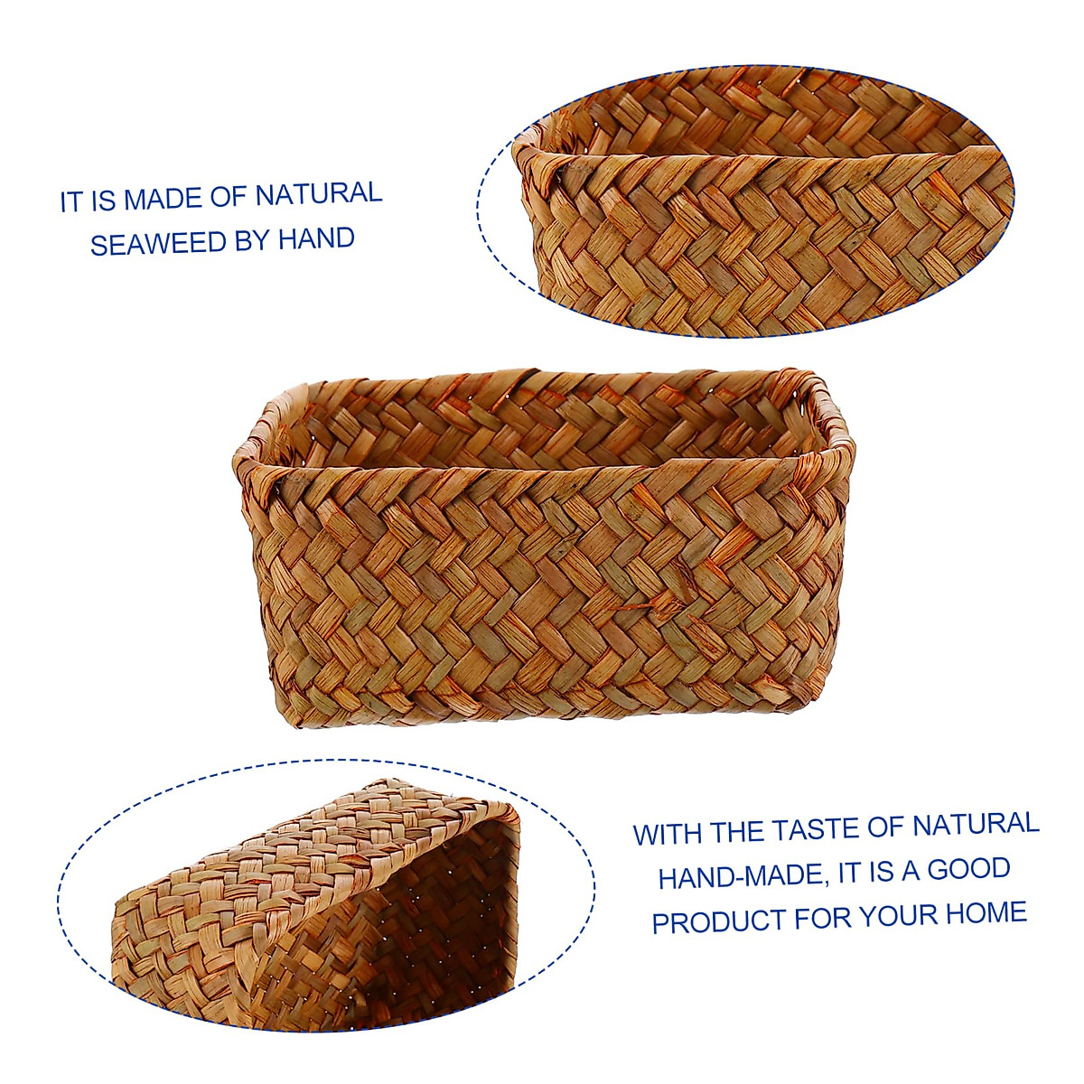 Holibanna Retro Decor 2 Pcs Woven Storage Box Manual Rattan Basket Seaweed Wicker Storage Basket