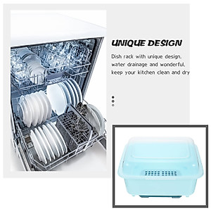 Bottle Drying Racks with Anti- Cover Bottle Storage Box Dinnerware Organizer Kitchen Plate Cup Dish Drying Rack Tray Cutlery Dish Drainer Blue