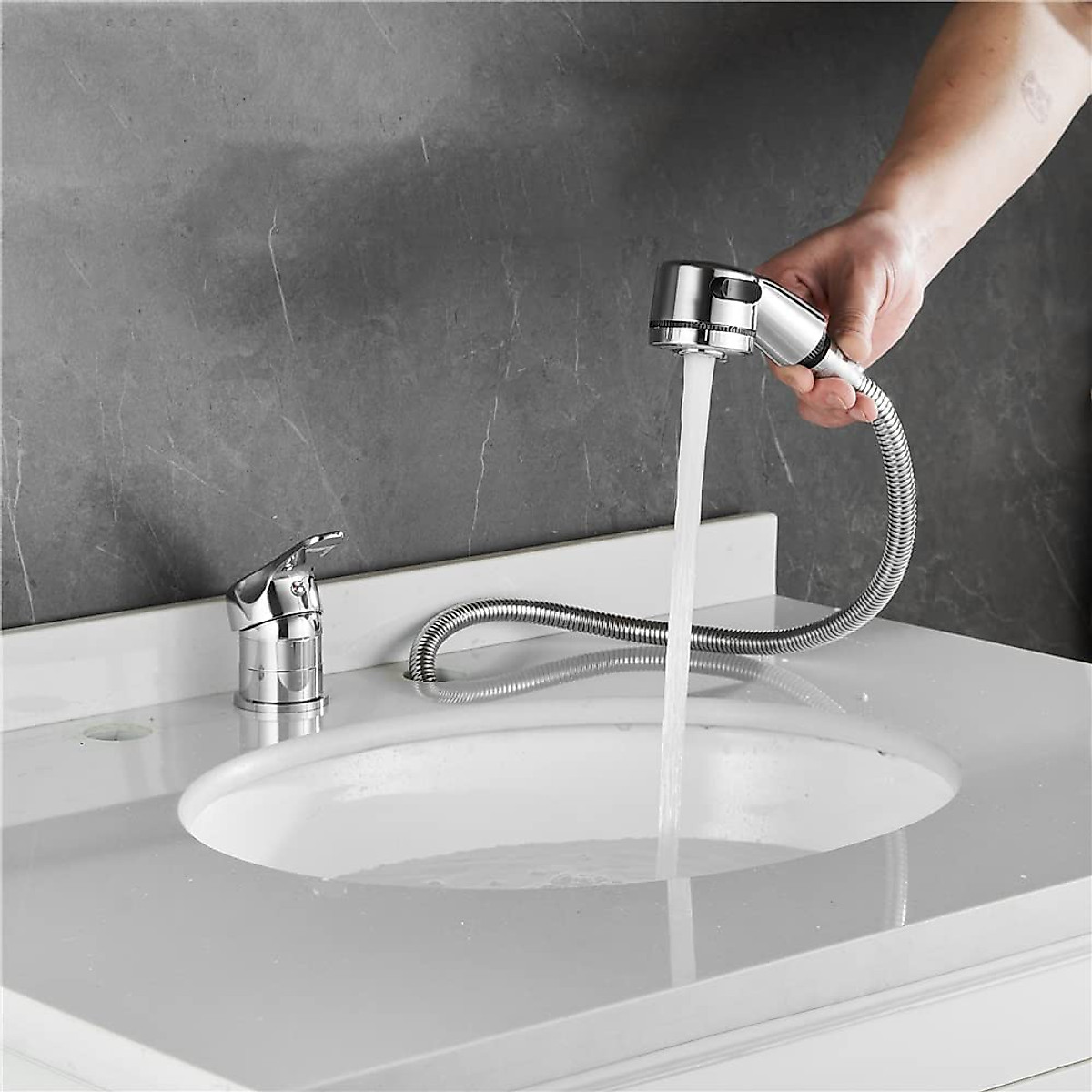 Weirun Salon Shampoo Bed Bowl Sink Basin Faucet or Backwash Unit,Shampoo Bowl Faucet with Hose and Shower Spray Head Wash Hair Sprayer,Chrome