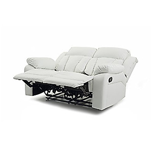 Glory Furniture Reclining Love seat, White Faux Leather