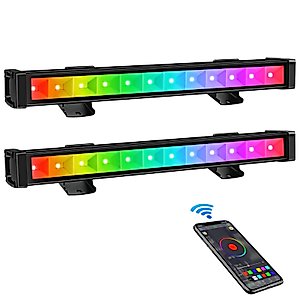 LED Stage Wash Lights Bar - OPPSK 45W RGBW Smart APP Control Multicolor IP65 Waterproof DJ Light Bar LED Uplights for Church Wedding Birthday Party Events Stage Lighting (2 Pack)