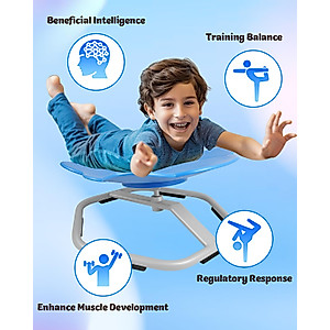FAHKNS Autism Sensory Spinning Chair, Dark Bule Elephant Kids Swivel Chair for Kids Age 3+, Sit and Spin Sensory Chair for Toddlers Overcoming Social Phobia Non-Slip Metal Base