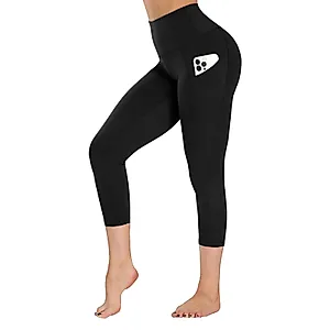 GAYHAY Leggings with Pockets for Women - 19" / 25" Yoga Pants High Waist Tummy Control Compression for Workout Black