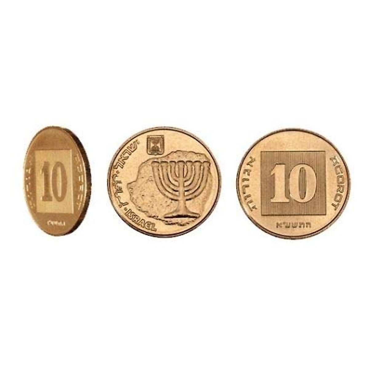 Lot 50 Israeli Coins, 10 Agorot Israel Collectible Official NIS Money Agora with Menorah
