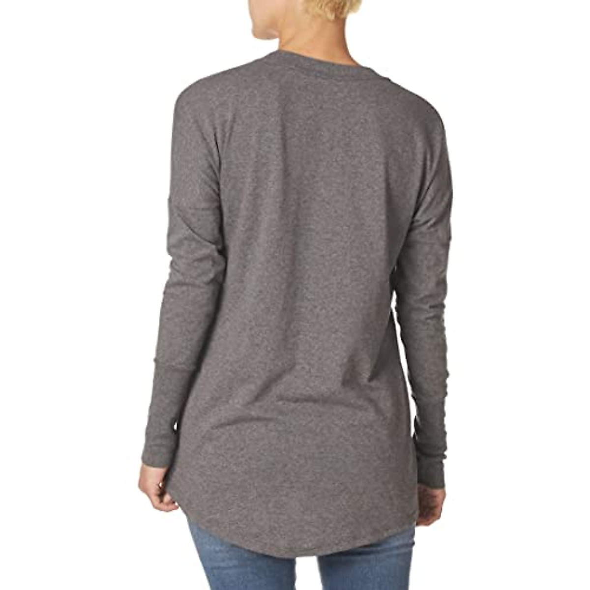Fruit of the Loom Women's Essentials All Day Long Sleeve Scoop Neck T-Shirt, BLACK HEATHER,S