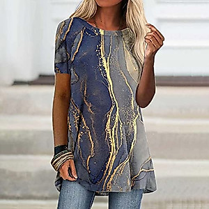 NaRHbrg Women's Casual Tunic Tops To Wear With Leggings Long Sleeve Henley Blouses Tie Dye Shirts Plus Size