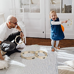 MUSICUBE Tambourine for Adults Kids 3 Packs Wood Tambourine Hand Held Metal Jingles Percussion musical instruments for Church Education Party Supply (6-Inch, 8-Inch, 10-Inch)