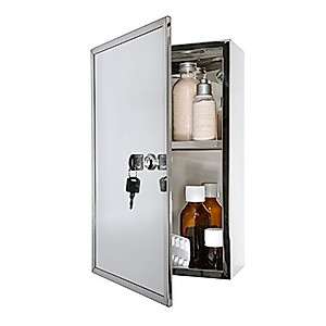 Croydex WC846005AZ Trent Stainless Steel Lockable Surface Mount Medicine Cabinet with Keys, 15.7 x 9.8 x 5.2 In.