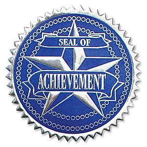 PaperDirect Deluxe Embossed Achievement Silver/Blue Foil Certificate Seals, 2 Inch, Self Adhesive, 100 Count, Embossed Seals for Certificates, Achievement and Award Stickers for School, Work, Diploma