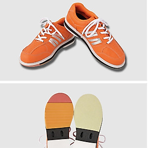 DHAEY Bowling Shoes Men Women Professional Microfiber Bowling Shoes Comfortable Breathable Lightweight Wear-Resistant Beginner Bowling Sneakers (Color : Orange, Size : 11 Women/9.5 Men)