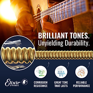 Elixir Strings, Acoustic Guitar Strings, Phosphor Bronze with NANOWEB Coating, Longest-Lasting Rich and Full Tone with Comfortable Feel, 6 String Set, 3 Pack, Medium 13-56