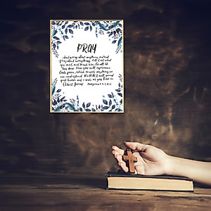 Pray and Receive God's Peace - Inspirational Quotes Wall Art, Motivational Wall Art Picture Print for Living Room Wall Decor, Scripture Wall Decor, Kitchen Decor, Home & Office Decor. Unframed - 8x10