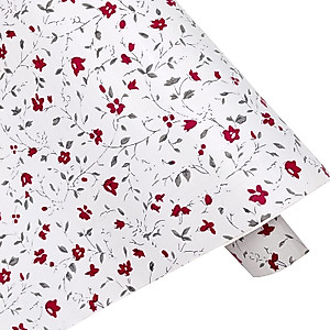 Yifely Red Rural Floral Shelf Liner Locker Decor Sticker Self-Adhesive Furniture Paper 17.7 Inch by 9.8 Feet