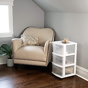 HOMZ Home Products International 3-Drawer Cart, Medium, White