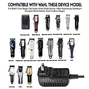Kaynway for Wahl Cordless Clippers Charger, Professional Replacement 4V Clipper Charger Cord for All Wahl Magic Clip Senior Sterling-4 Designer 5-Star 8164 Finale Shaver (New and Old Versions)